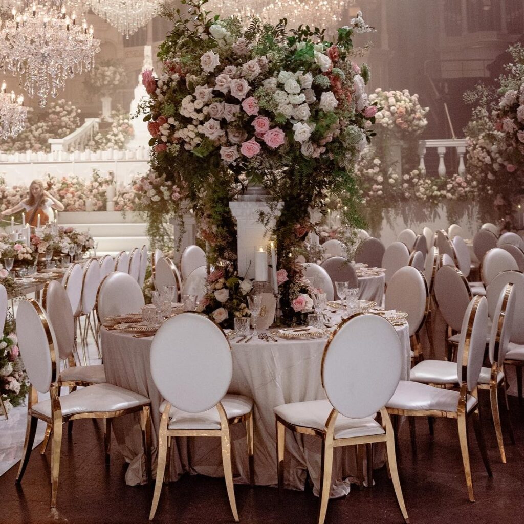Gold Trim Chair White - Optimum Event Hire