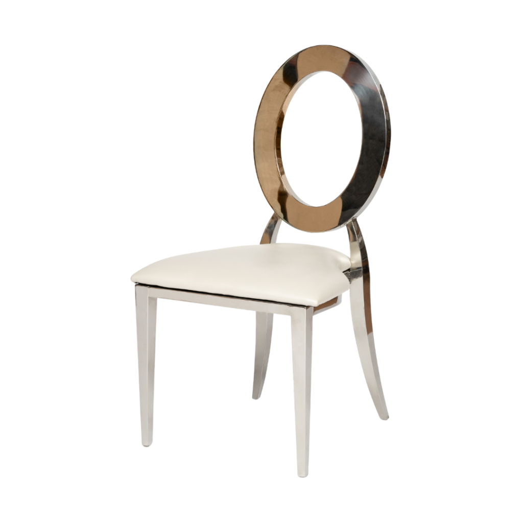 Silver O Back Chair White - Optimum Event Hire