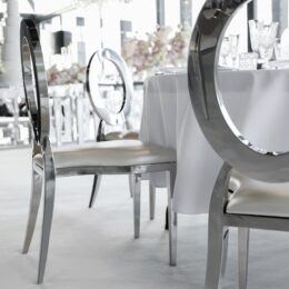 Gold Trim Chair White - Optimum Event Hire