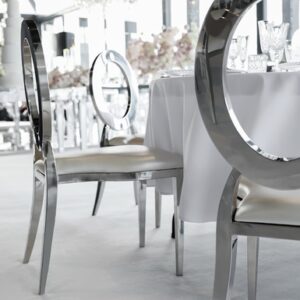 Gold Trim Chair White - Optimum Event Hire