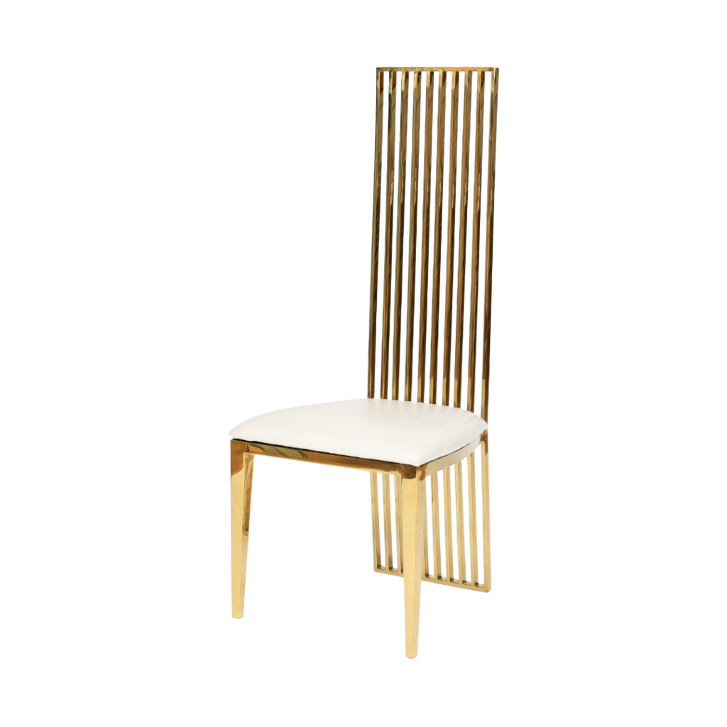 Gold Trim Chair White - Optimum Event Hire