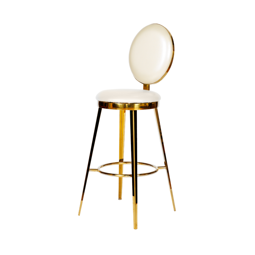 White Gold Trim Cocktail Bar Stool Hire