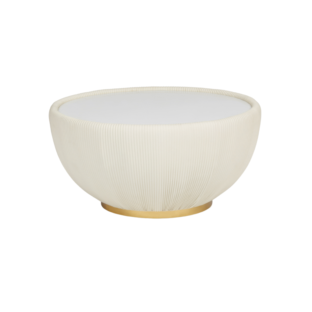 Beige Ribbed Gold Trim Coffee Table - Optimum Event Hire