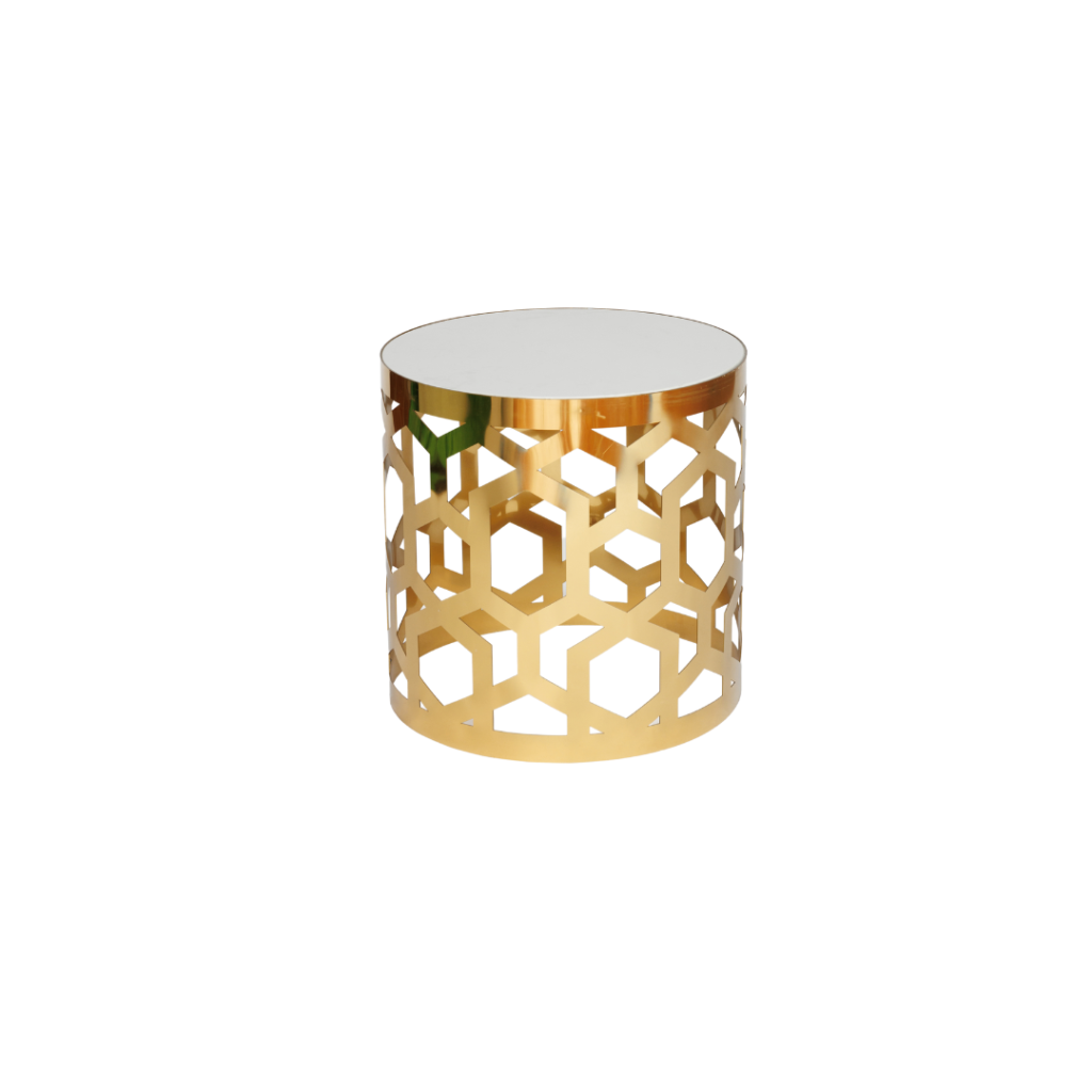 Gold Cutout Side End Table Hire