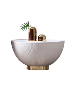 White/Gold Ribbed Coffee Table Hire