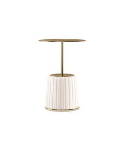 White/Gold Ribbed Coffee Table Hire