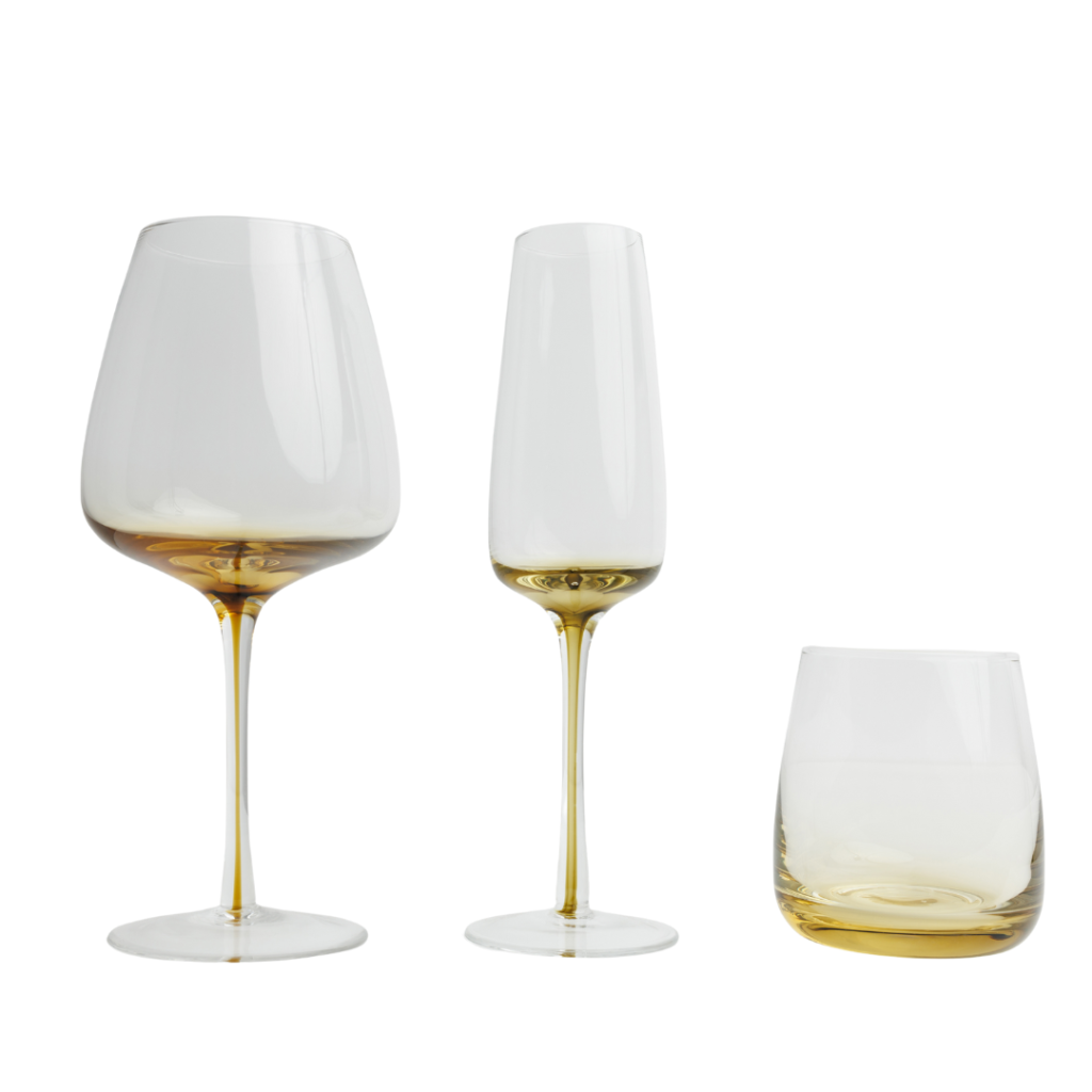 Amber/Gold Glassware Set