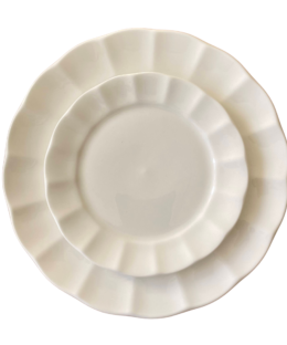 White Scallop Dinner & Dessert Plate - Optimum Event Hire