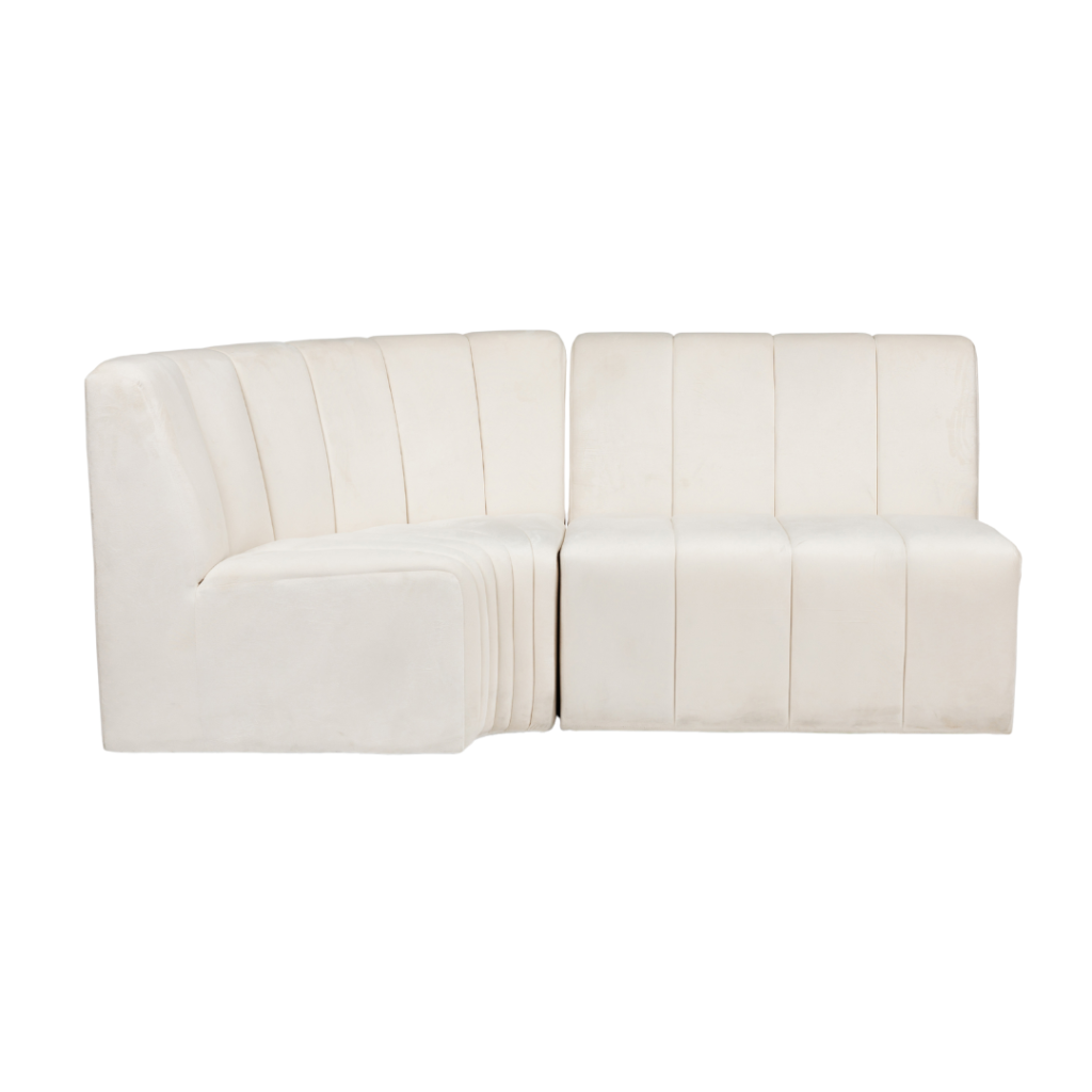 White Sectional Curved Sofa Lounge - Optimum Event Hire