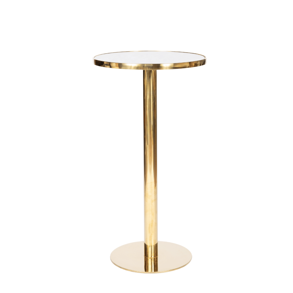 Gold Slim Cocktail Bar Table Hire