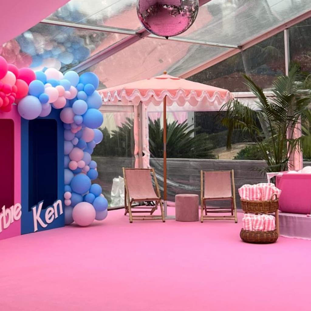Pink Double Wave Umbrella - Optimum Event Hire
