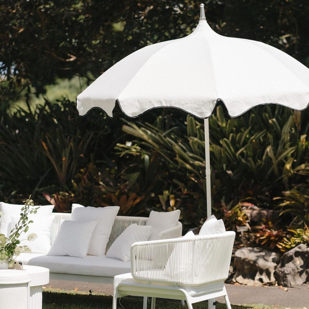 White w/Black Trim Umbrella - Optimum Event Hire
