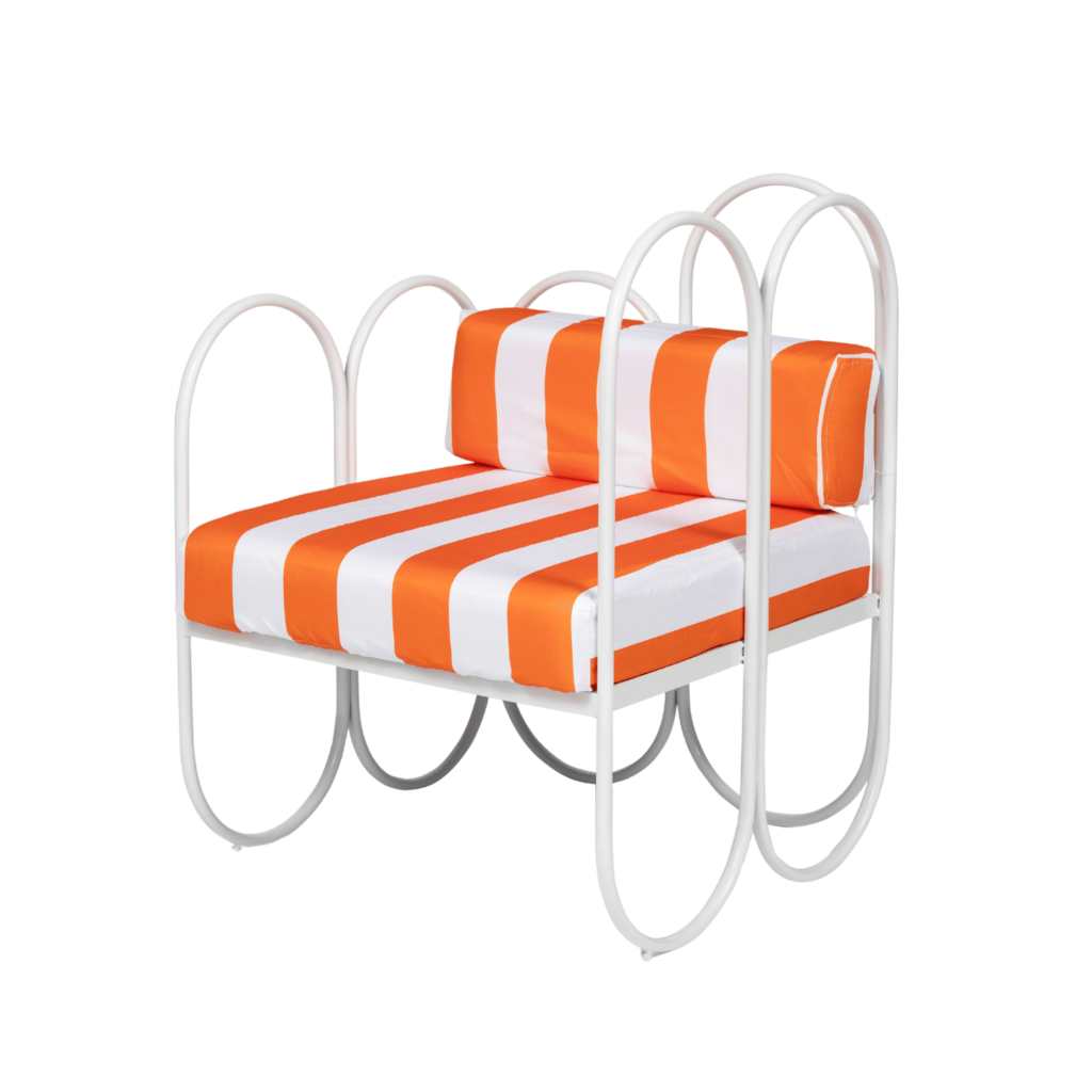 White/Orange Loop Outdoor Armchair Furniture Hire