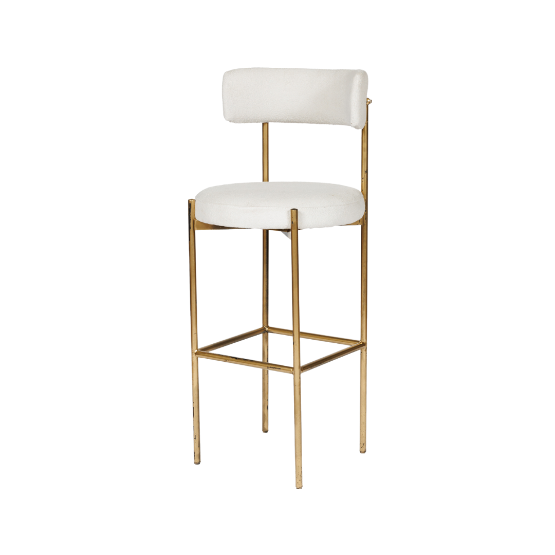 Boucle Bar Stool Gold Frame Frame - Optimum Event Hire