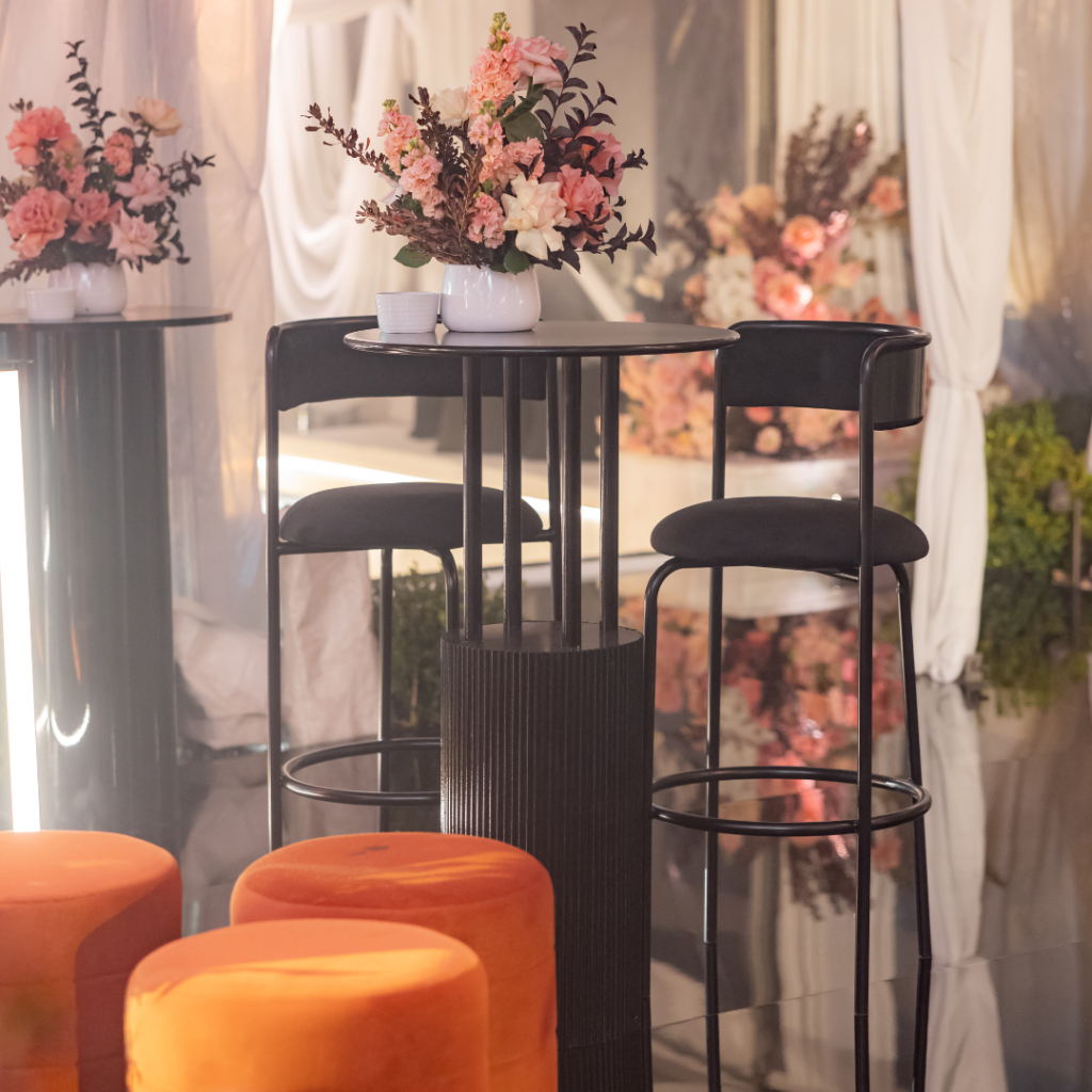 Ribbed Cocktail Bar Table Black - Optimum Event Hire