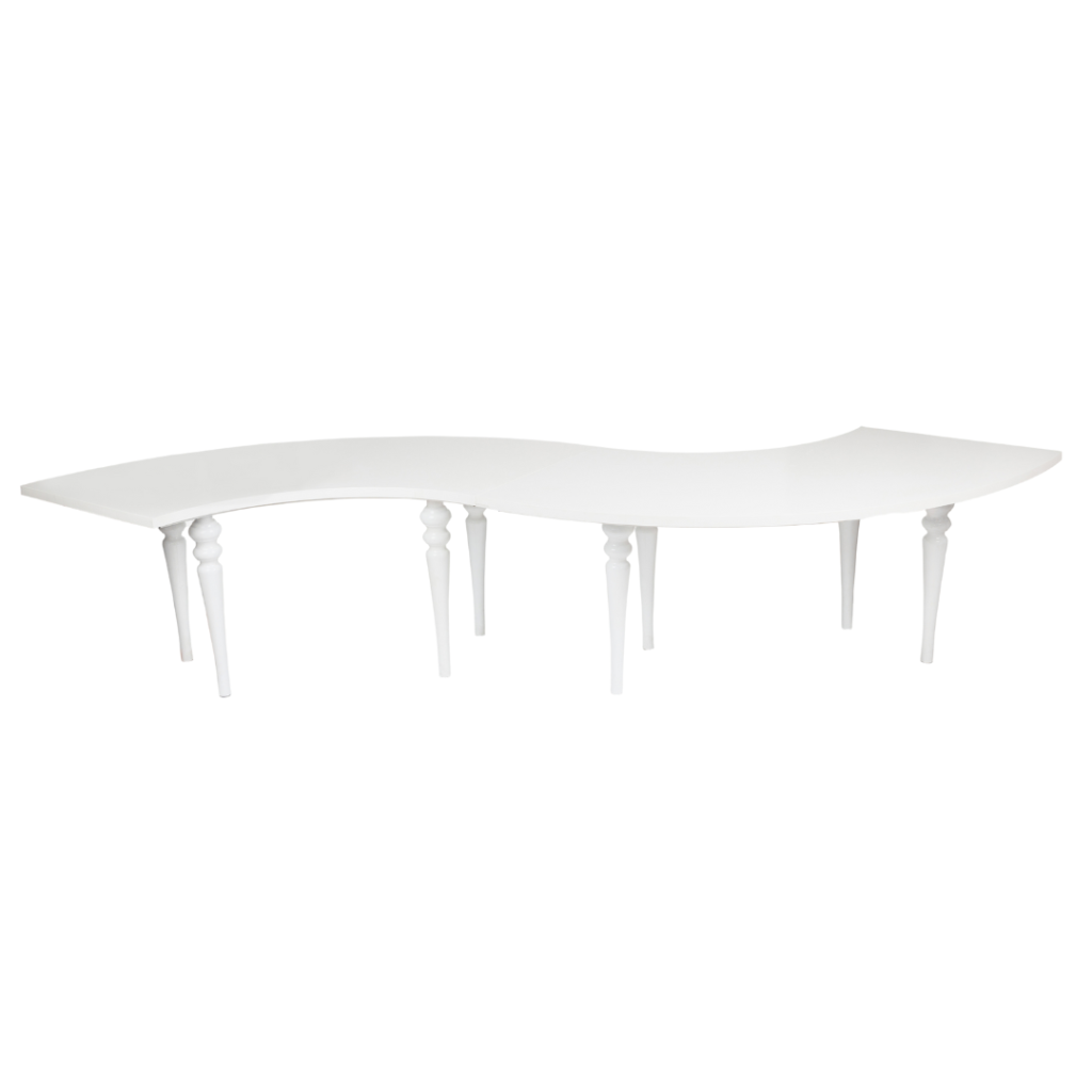 Blanca White Serpentine Table - Optimum Event Hire