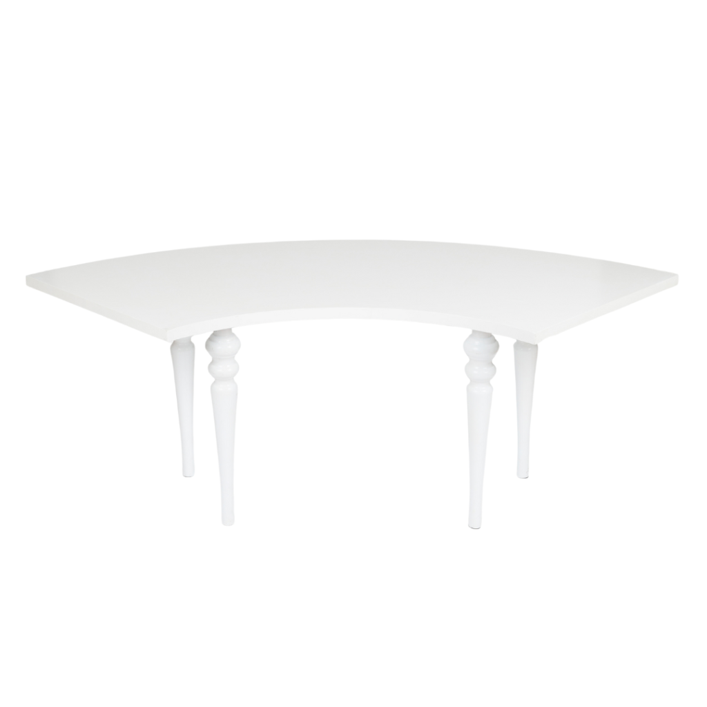 Blanca White Serpentine Table - Optimum Event Hire