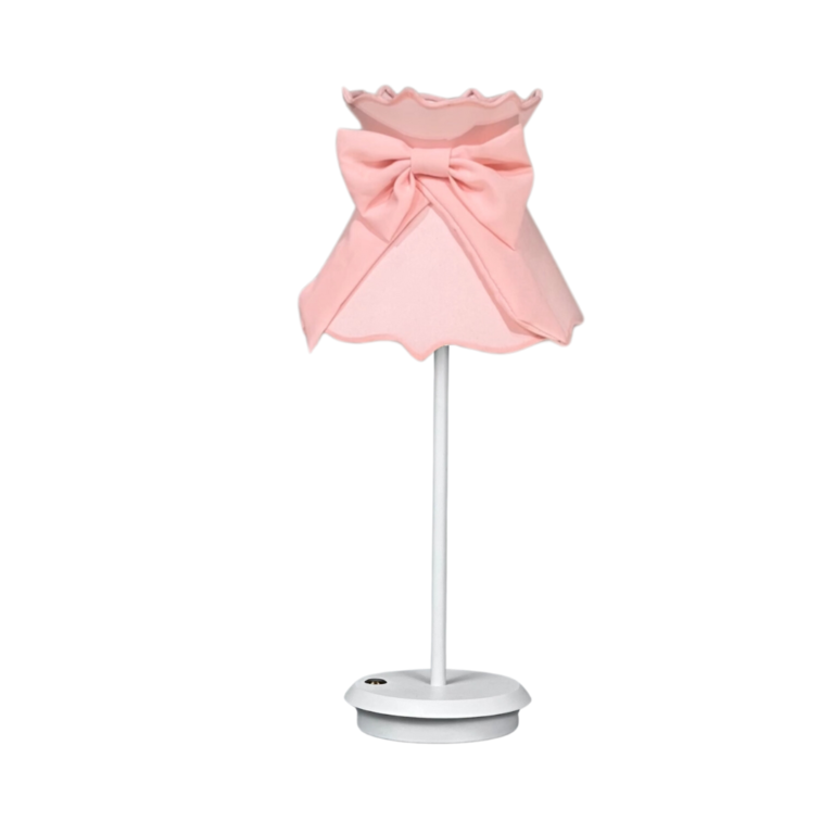 Pink Bow Lamp - White Base