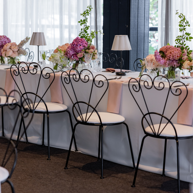 Capri Swirl Chair Black w/White Cushion - Optimum Event Hire