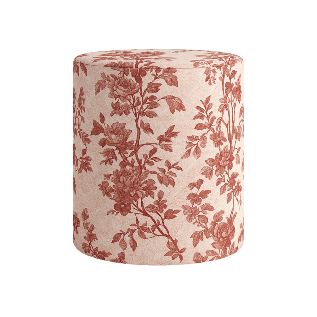 Burgundy Floral Ottoman - Optimum Event Hire
